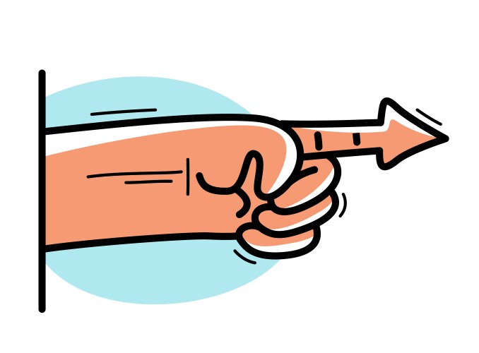 Hand with pointing finger and arrow – Royalty-Free Vector | VectorStock