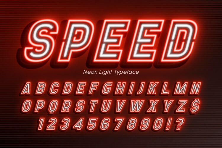 Orange neon lamp letters font show cinema Vector Image