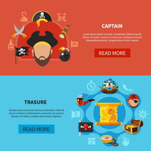 Birthday pirate post template design cards social Vector Image