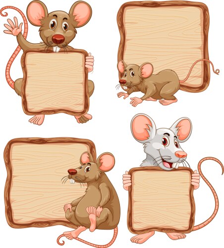 Board template with cute mouse on white background