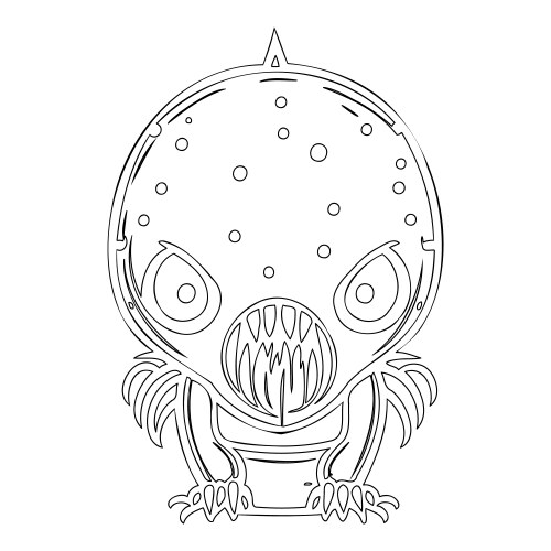 Monster alien outline sketch Royalty Free Vector Image