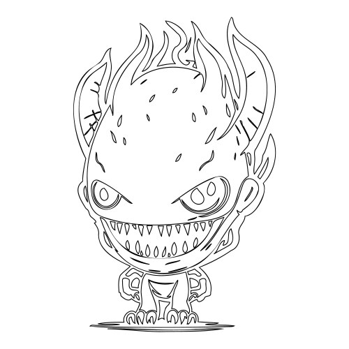 Monster alien outline sketch Royalty Free Vector Image