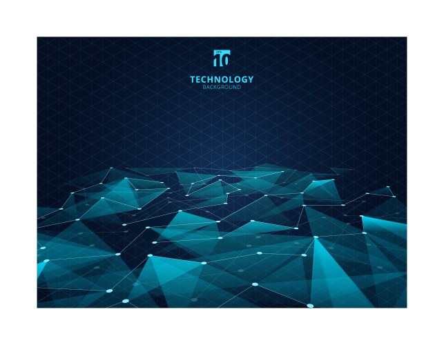 Abstract blue triangles shape and lines on black Vector Image