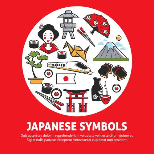 Japanese symbols set transparent Royalty Free Vector Image