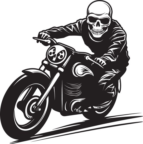 Spooky speedster skeleton biker on motorcycle Vector Image