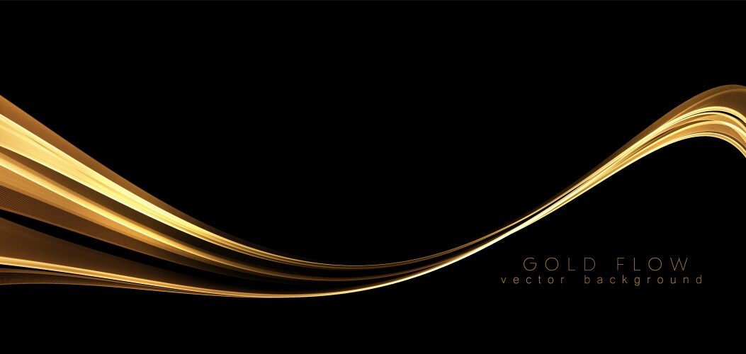 Gold wave flow and golden glitter on black Vector Image