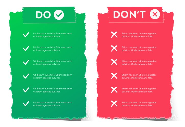 Do and dont infographic template frame Royalty Free Vector Do and dont infographic template frame Royalty Free Vector