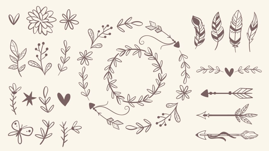 Seasonal floral text divider collection Royalty Free Vector