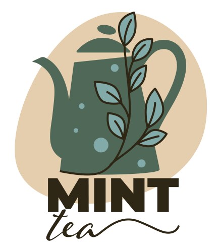 Herbal tea with mint and lemon labels emblems Vector Image