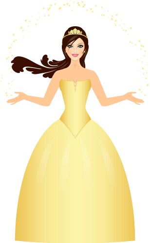 Girl in princess wedding dress Royalty Free Vector Image