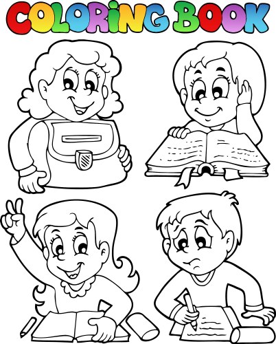 Coloring book school cartoons 4 Royalty Free Vector Image