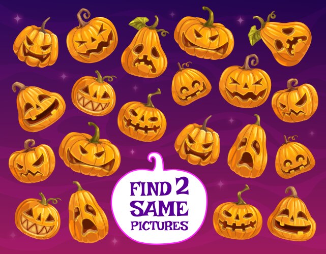 Halloween game help to witch find two pumpkins Vector Image