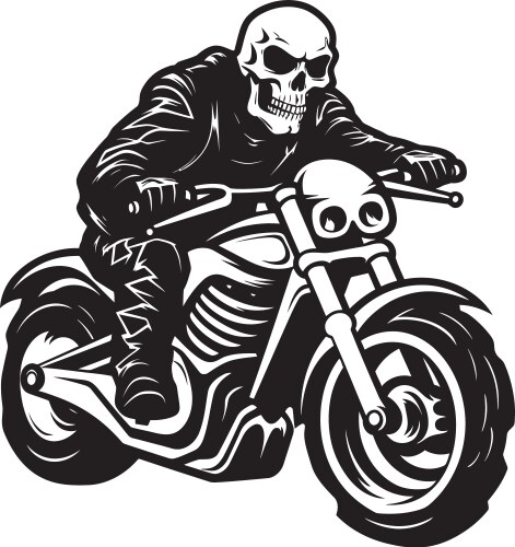 Bone cycle skeleton riding motorcycle black logo Vector Image