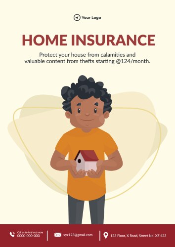 Home insurance flyer design Royalty Free Vector Image