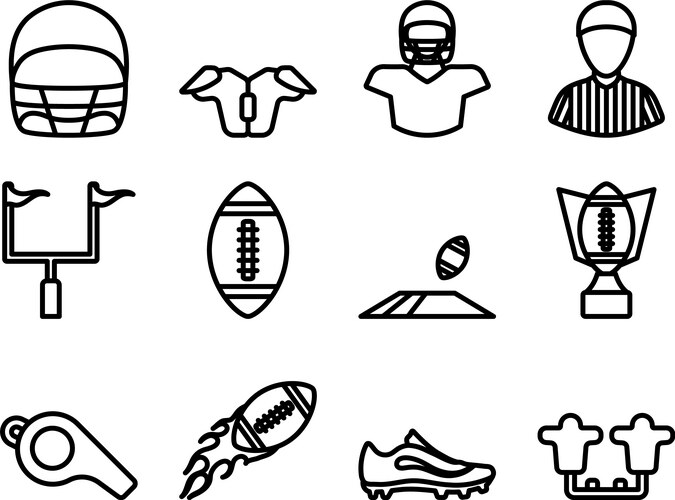 American football icon set Royalty Free Vector Image