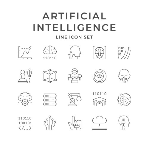 Artificial intelligence signs set Royalty Free Vector Image