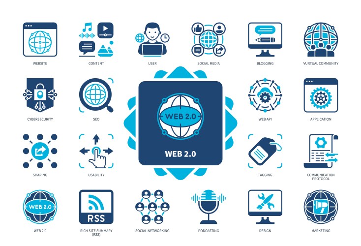 Electronic governance solid icon set Royalty Free Vector