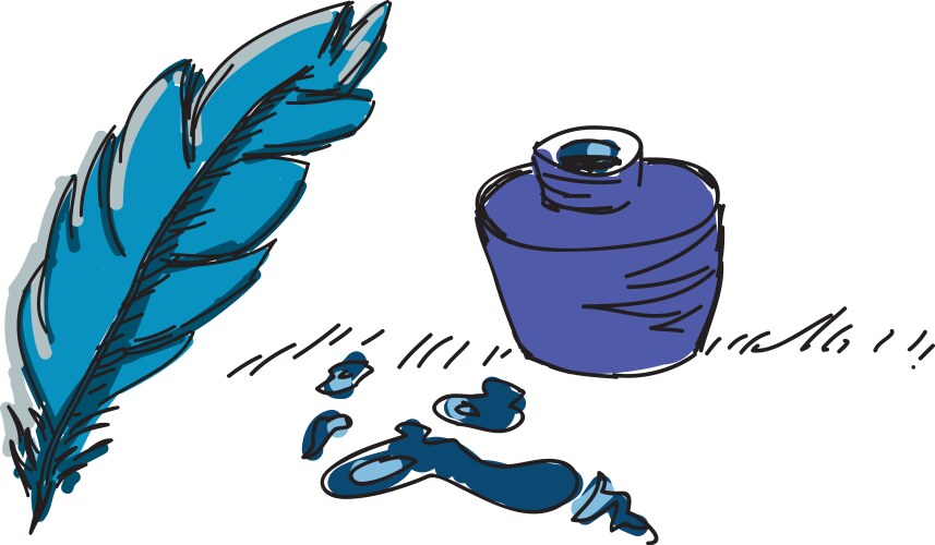 Feather with ink lettering Royalty Free Vector Image