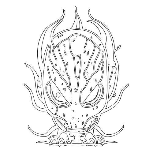 Monster alien outline sketch Royalty Free Vector Image