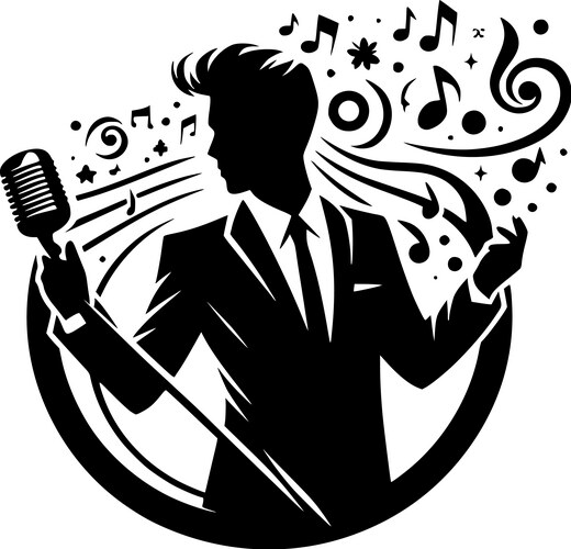 Male Singer with Microphone - Live Performance – Royalty-Free Vector ...