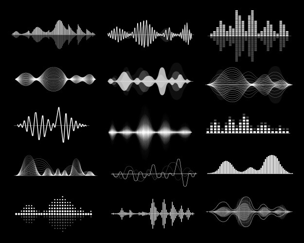 Audio waveform signals wave song equalizer Vector Image