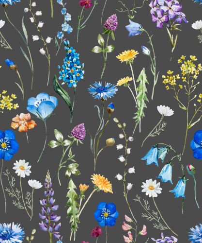 Seamless pattern with wild flowers Royalty Free Vector Image