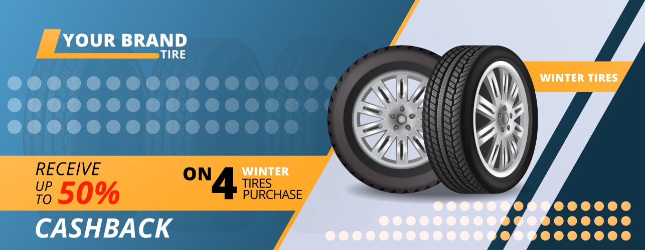 Tires available realistic horizontal Royalty Free Vector