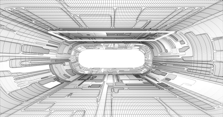 Futuristic low poly sci-fi laboratory Royalty Free Vector