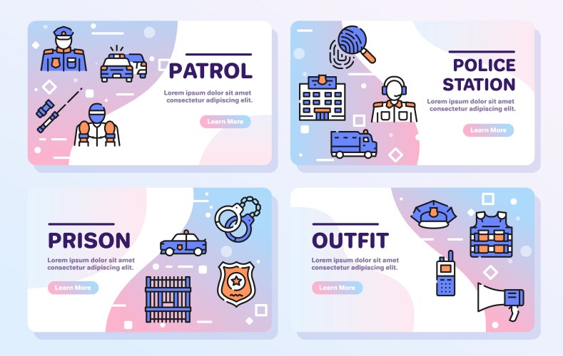 Police horizontal banners set Royalty Free Vector Image