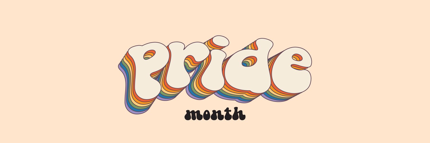 Pride month groovy rainbow lettering slogan retro Vector Image