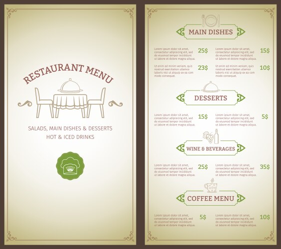 Alcohol cocktails drink menu card template Vector Image