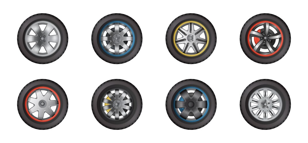 Tires available realistic horizontal Royalty Free Vector