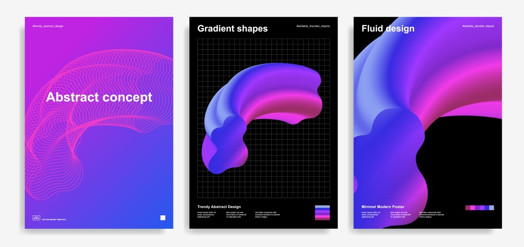 Trendy design templates with 3d flow shapes Vector Image