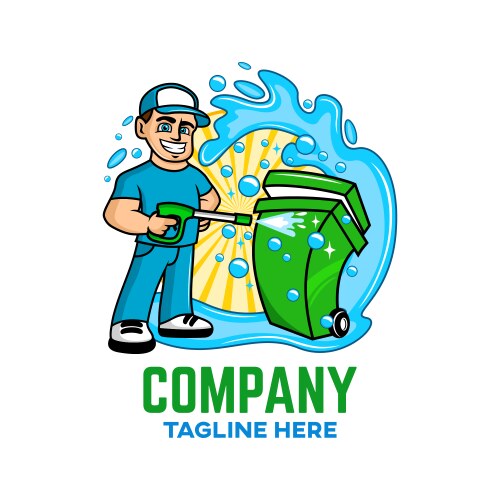 Modern trash can service logo Royalty Free Vector Image