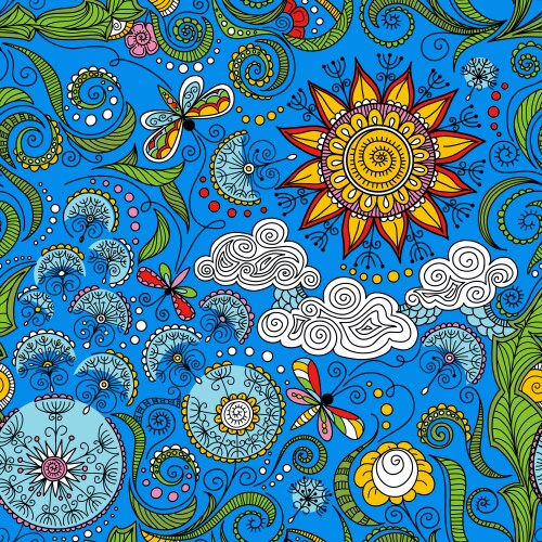 Seamless sunny floral pattern Royalty Free Vector Image