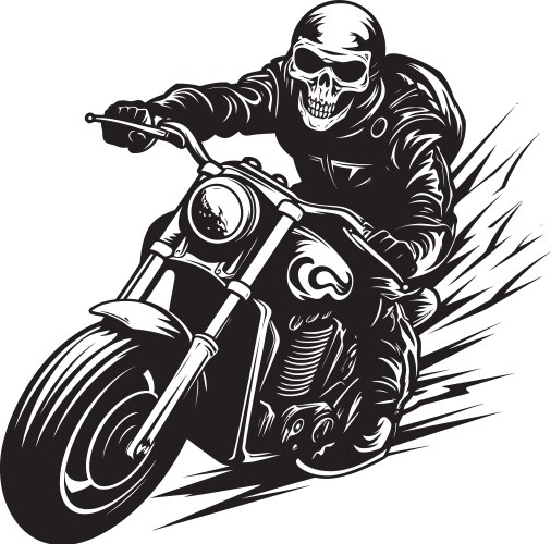 Death ride skeleton riding motorcycle black logo Vector Image
