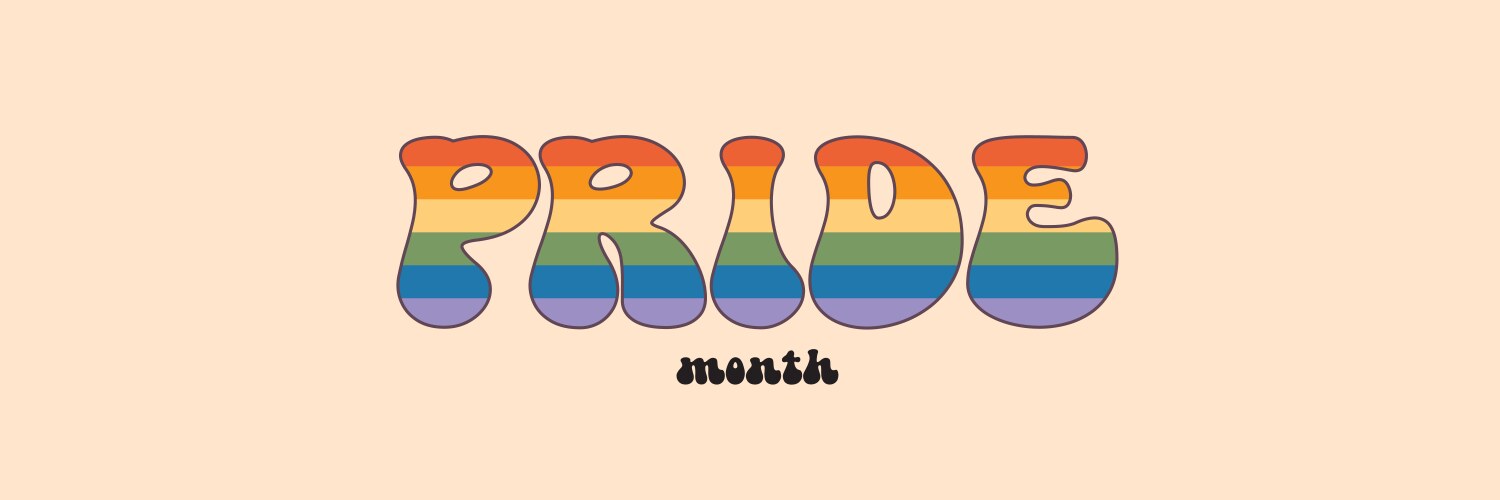 Pride month groovy rainbow lettering slogan retro Vector Image