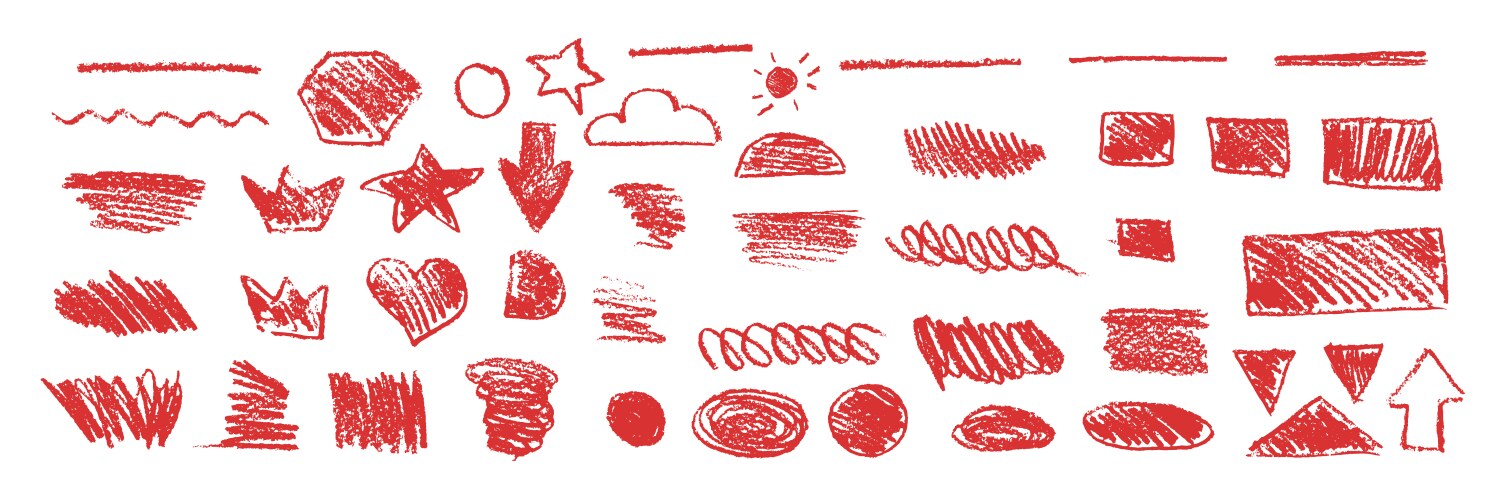 Red pencil highlight circles crayon handwritten Vector Image