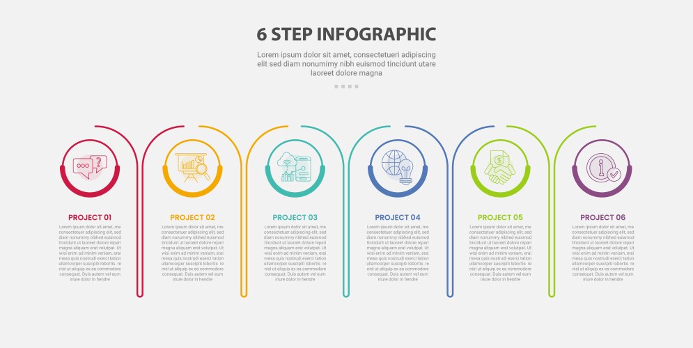 6 points template infographic outline style Vector Image
