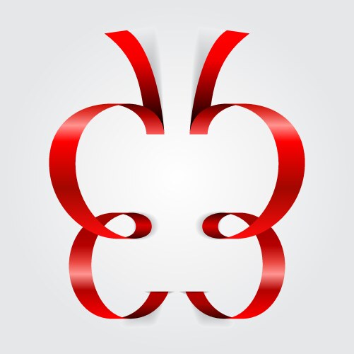 Heart with red ribbon Royalty Free Vector Image