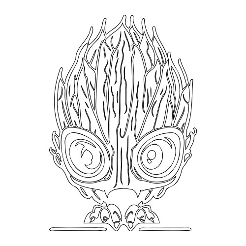 Monster alien outline sketch Royalty Free Vector Image