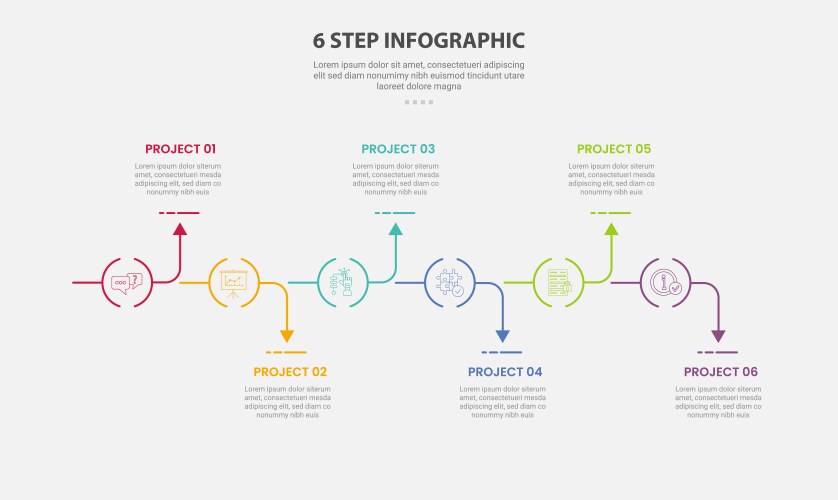 6 points template infographic outline style Vector Image