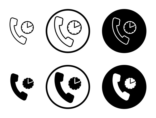 Call duration icon set black filled and outlined Vector Image