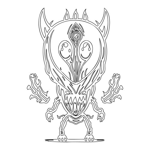 Monster alien outline sketch Royalty Free Vector Image