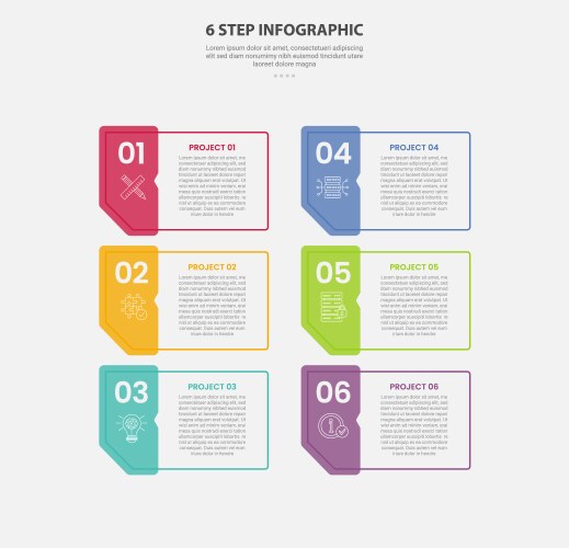 6 points template infographic outline style Vector Image