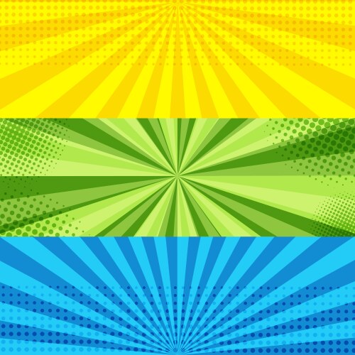 Comic style horizontal banner with radial beams Vector Image
