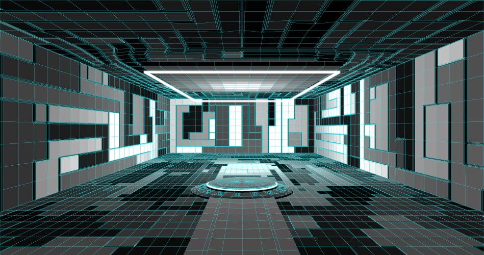 Futuristic low poly sci-fi laboratory Royalty Free Vector