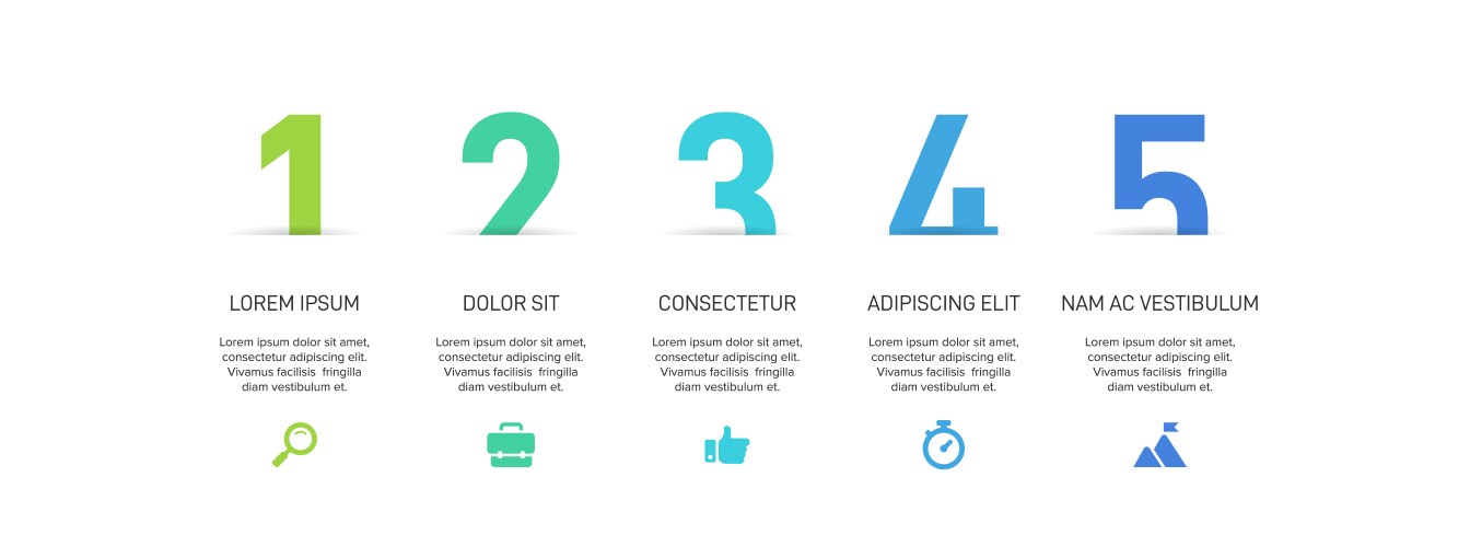 Horizontal progress bar featuring 5 arrow-shaped Vector Image