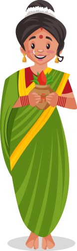 Indian hindu marathi girl playing dhol Royalty Free Vector