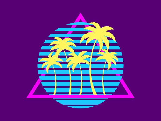 Retro futuristic palm trees in 80s style Vector Image